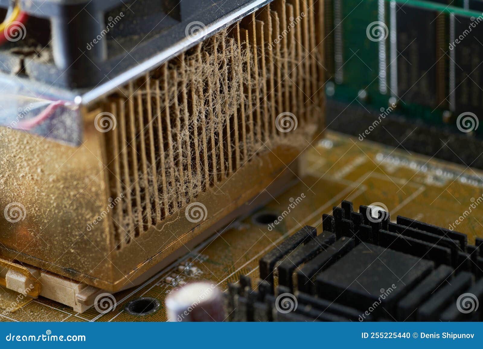 Old Motherboard Covered in Dust and Dirt. Close-up Stock Photo - Image ...