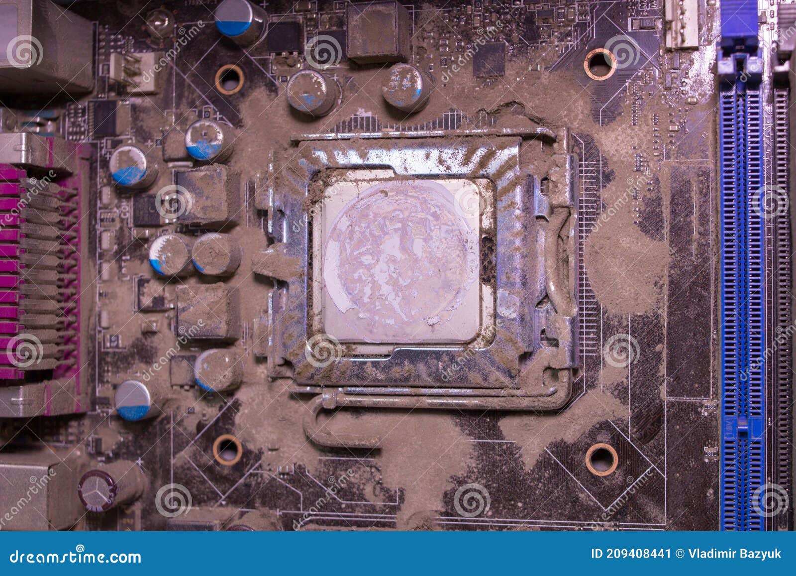 The Old Motherboard is Dirty,broken Old Computer with Dust Covered ...