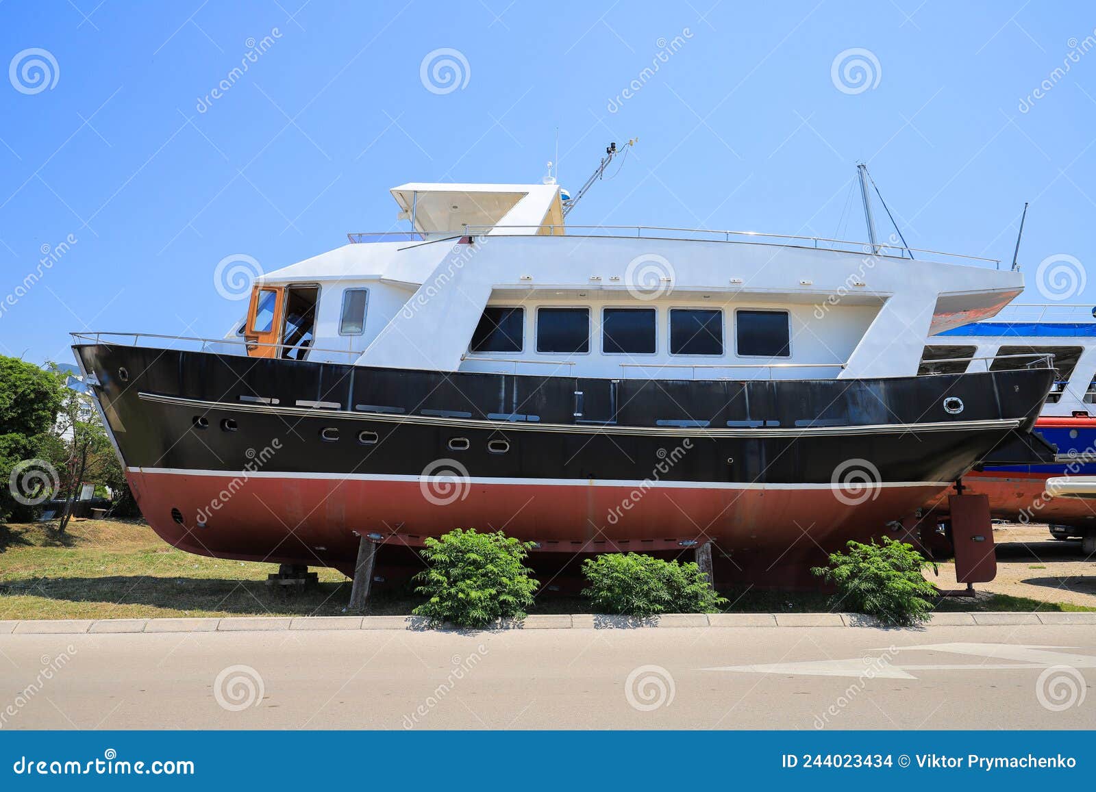 Old Motor Boat Under Repair on the Shore Stock Photo - Image of ...