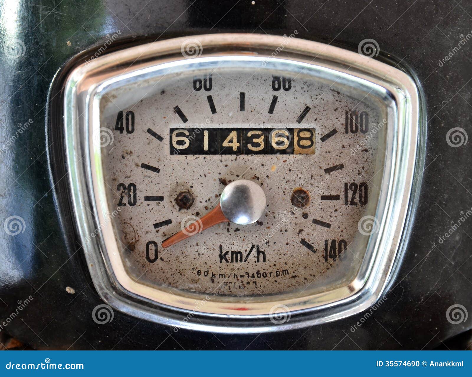 Old motorcycle speed meter stock photo. Image of gauge - 35574690