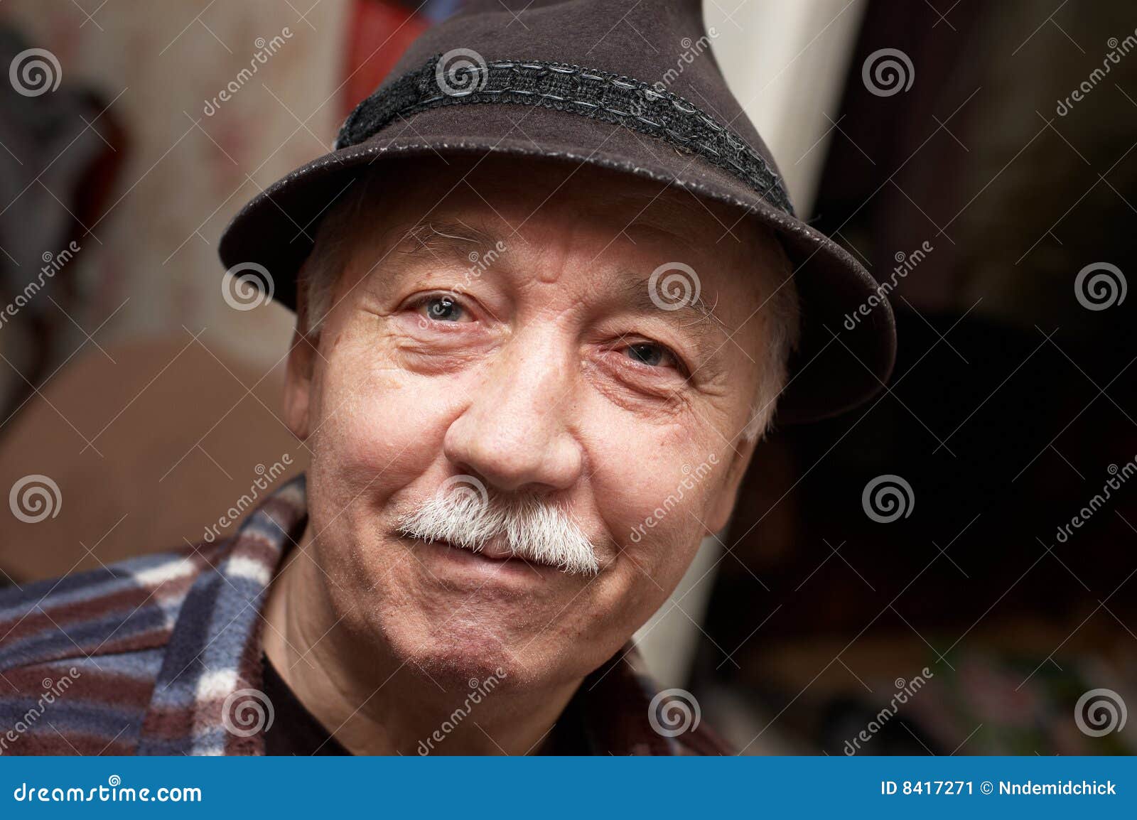 Old moustached man in hat stock image. Image of portrait - 8417271