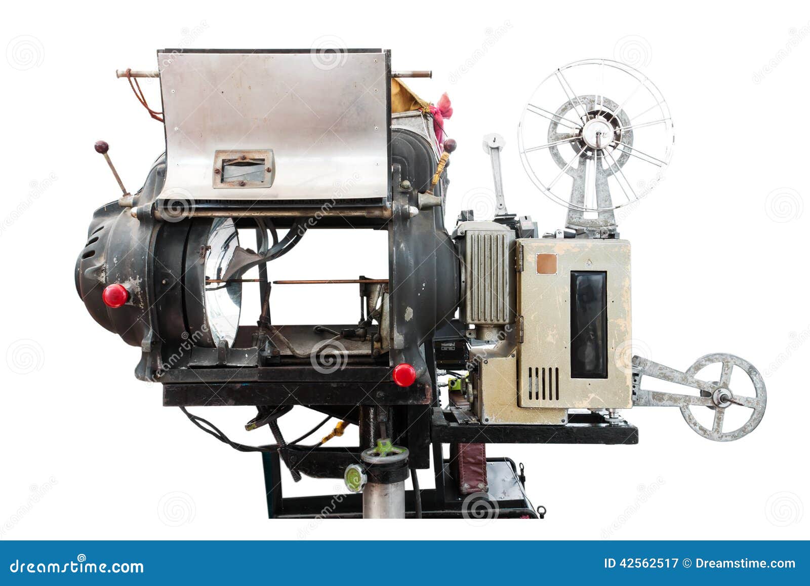 Old Movie Projector on Isolated Stock Image - Image of projector ...