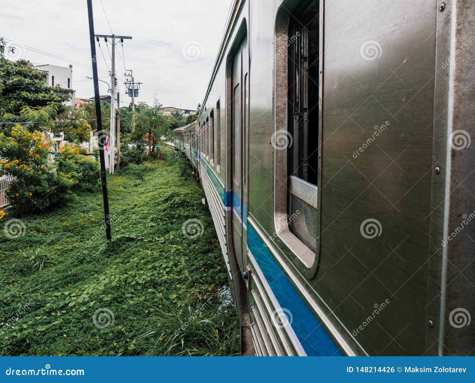Old moving train stock photo. Image of railway, beautiful - 148214426