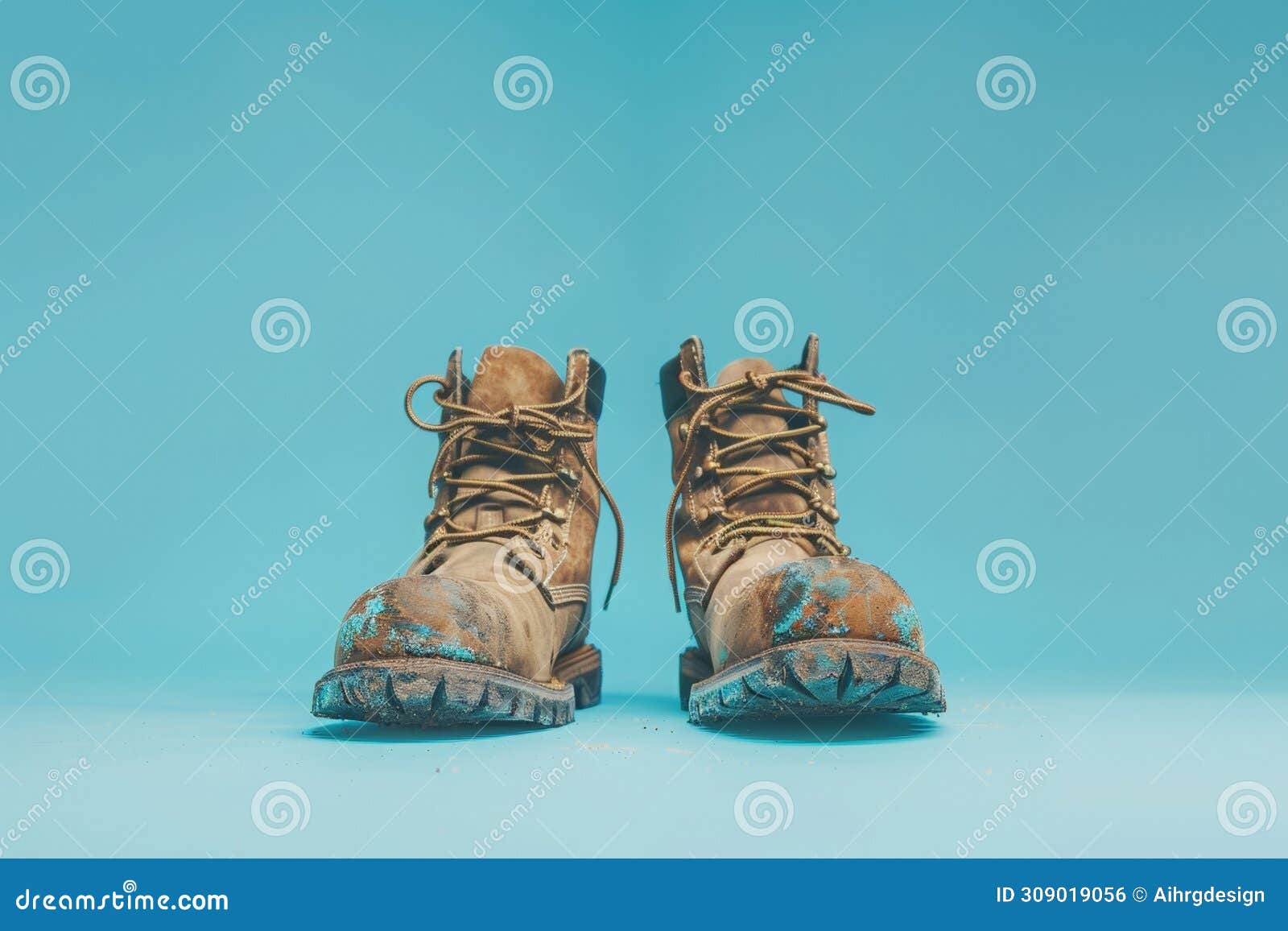 Old Muddy Boots Facing Forward on Blue Stock Illustration ...