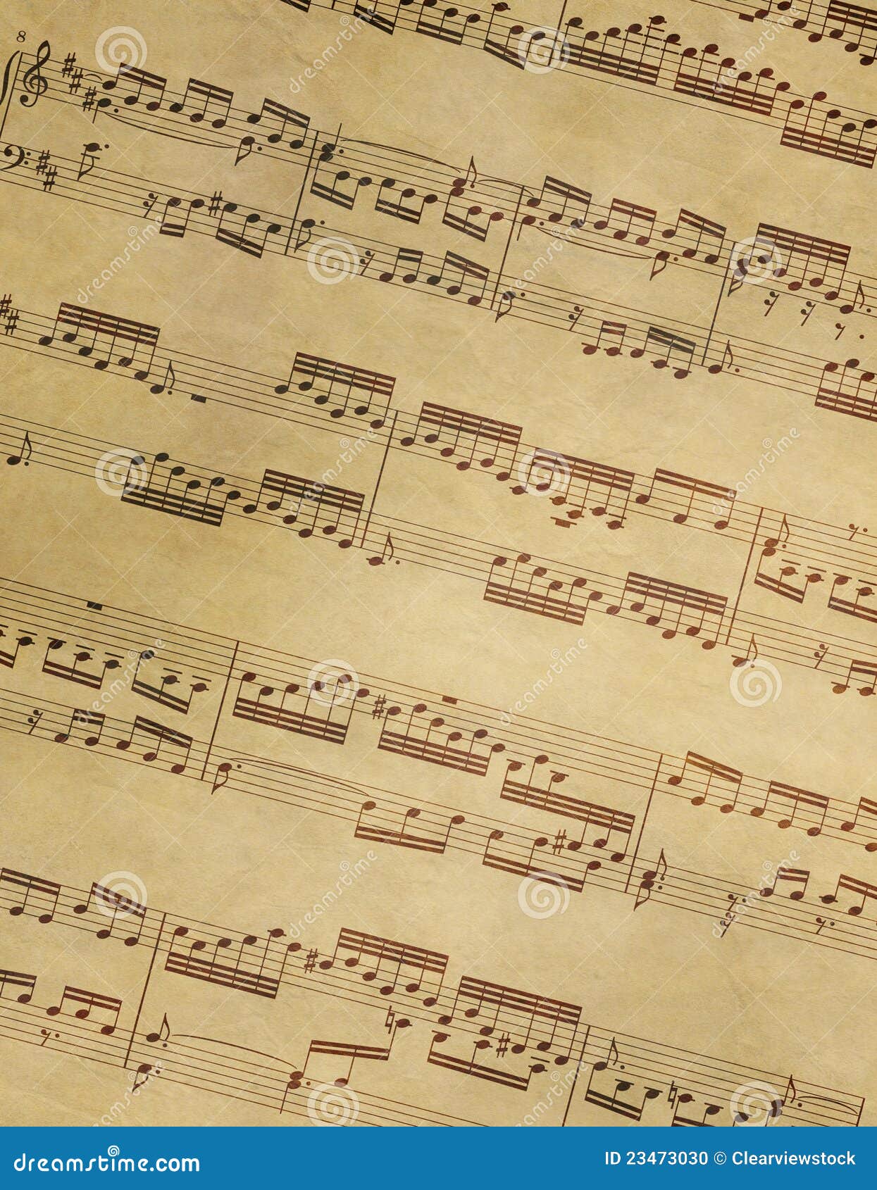 Old music on parchment stock photo. Image of worn, vintage - 23473030