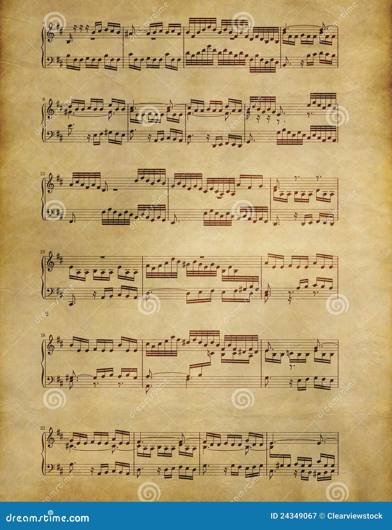 Old music on parchment stock image. Image of music, musical - 24349067