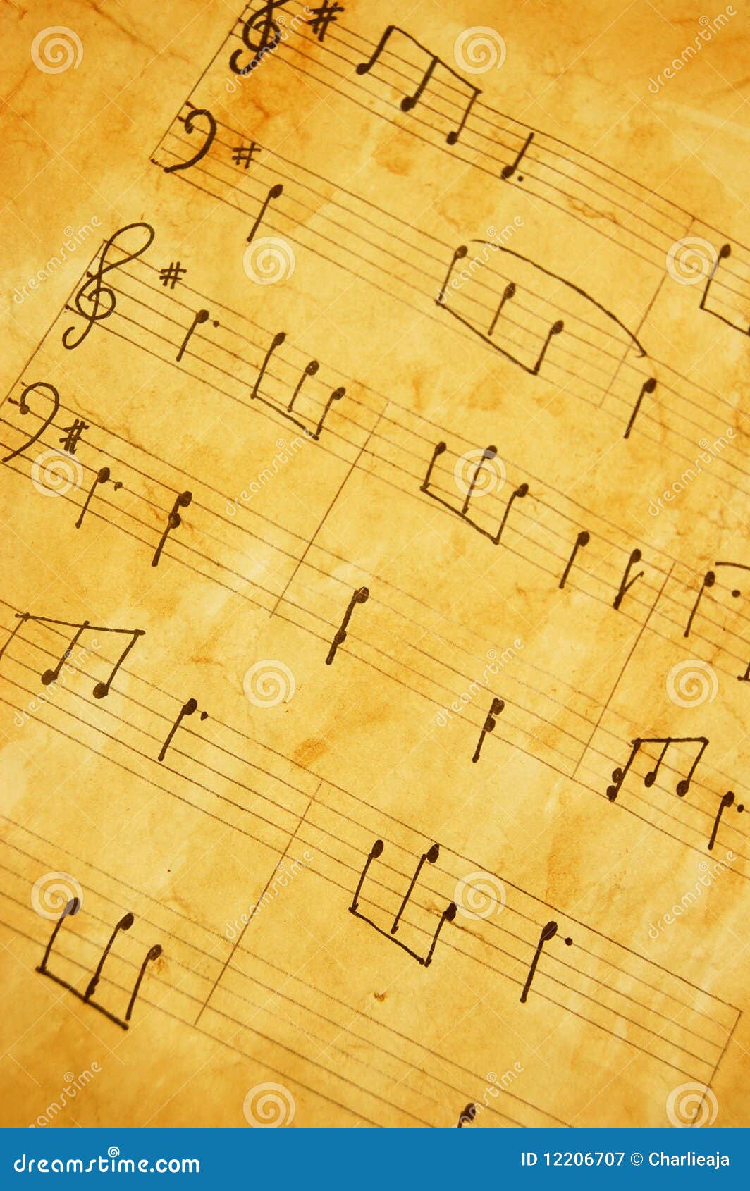 Old music sheet stock image. Image of antique, parchment - 12206707