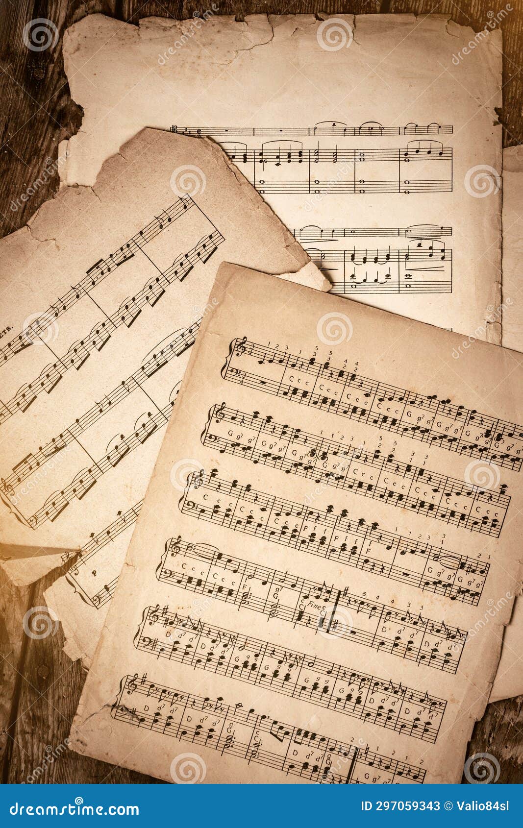 Old Music Sheets on Wooden Background Stock Image - Image of sheet ...