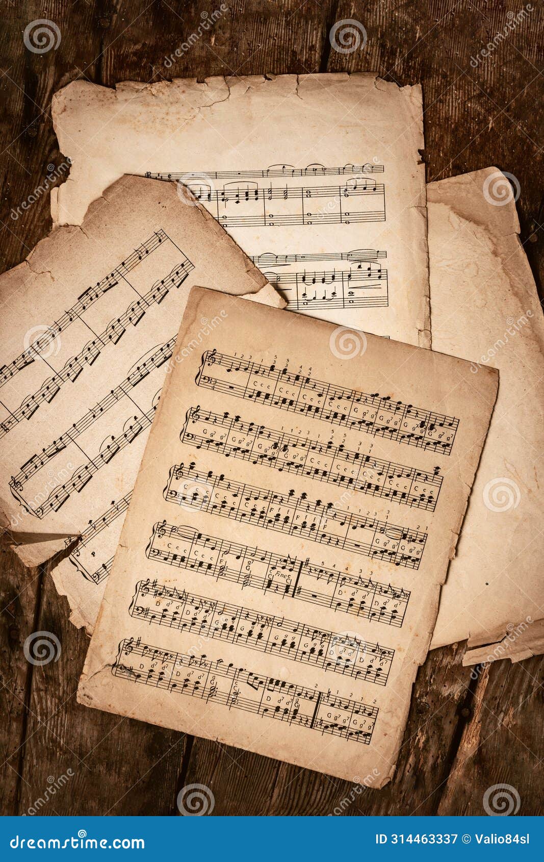 Old Music Sheets on Wooden Background Stock Image - Image of vintage ...