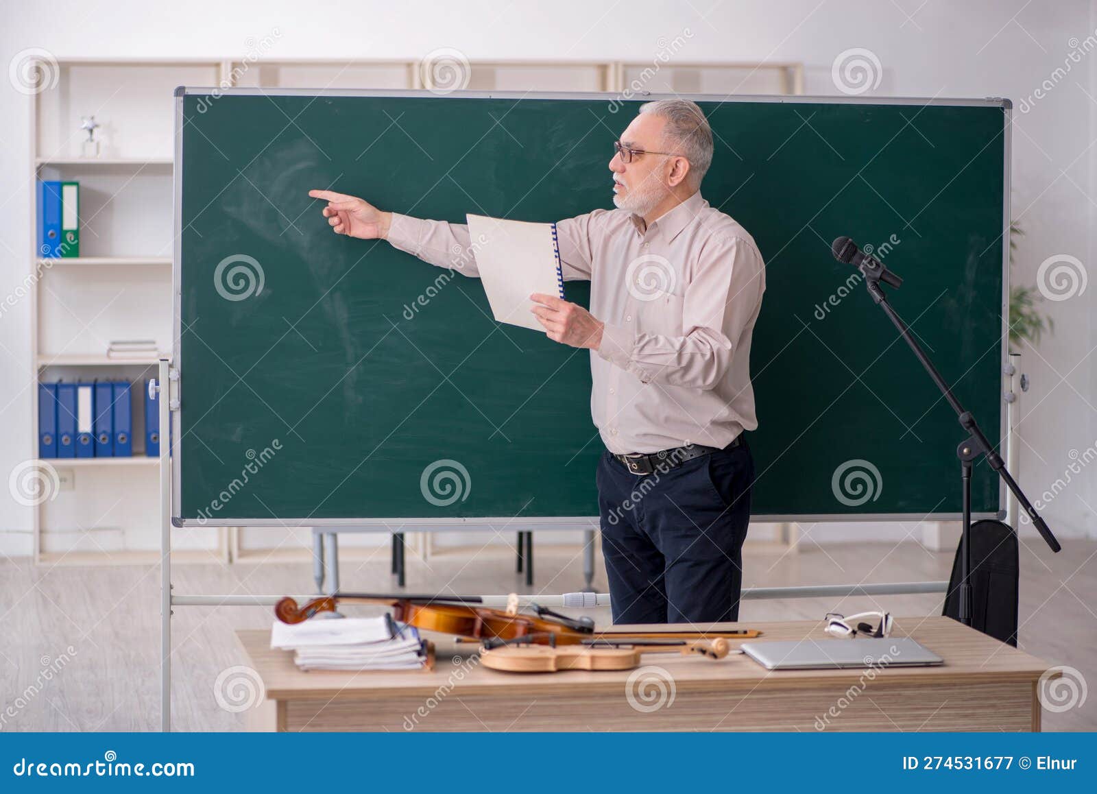 Old Male Music Teacher in the Classroom Stock Image - Image of teacher ...