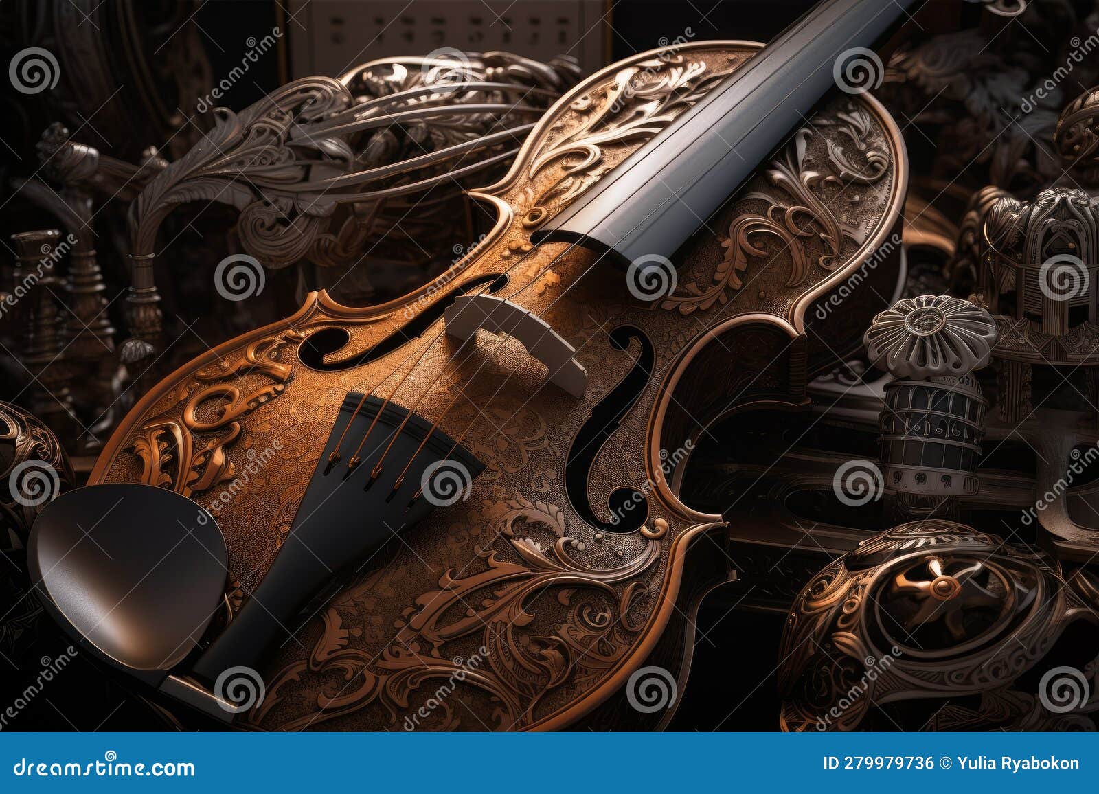 Old Musical Violin. Generate Ai Stock Illustration - Illustration of ...