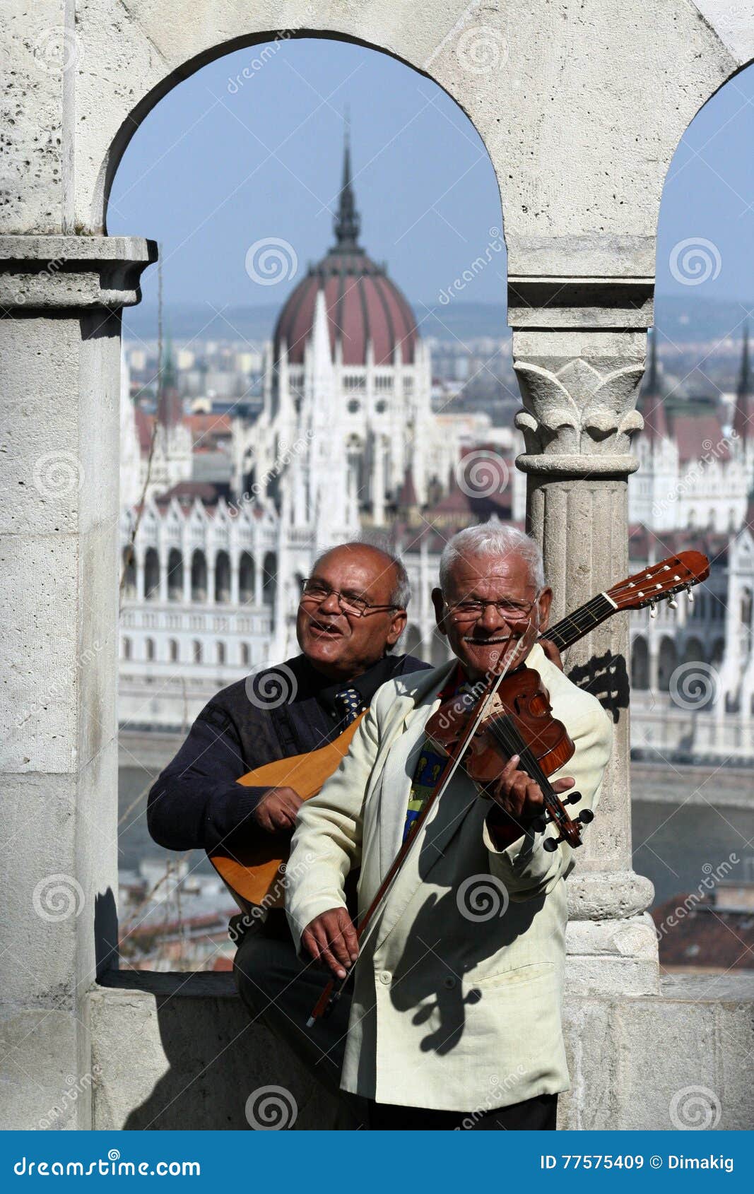 Old Musicians on the Background of an Old Building Editorial Stock ...