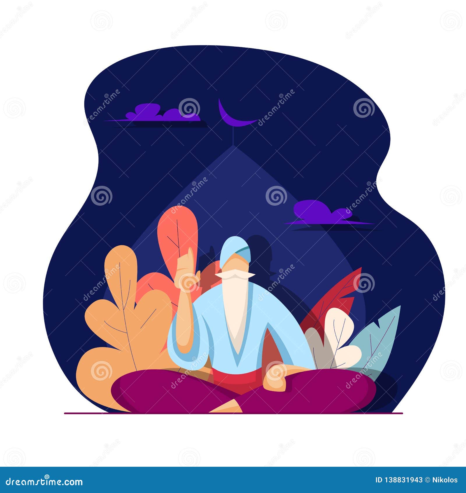 Old muslim man stock vector. Illustration of devotion - 138831943