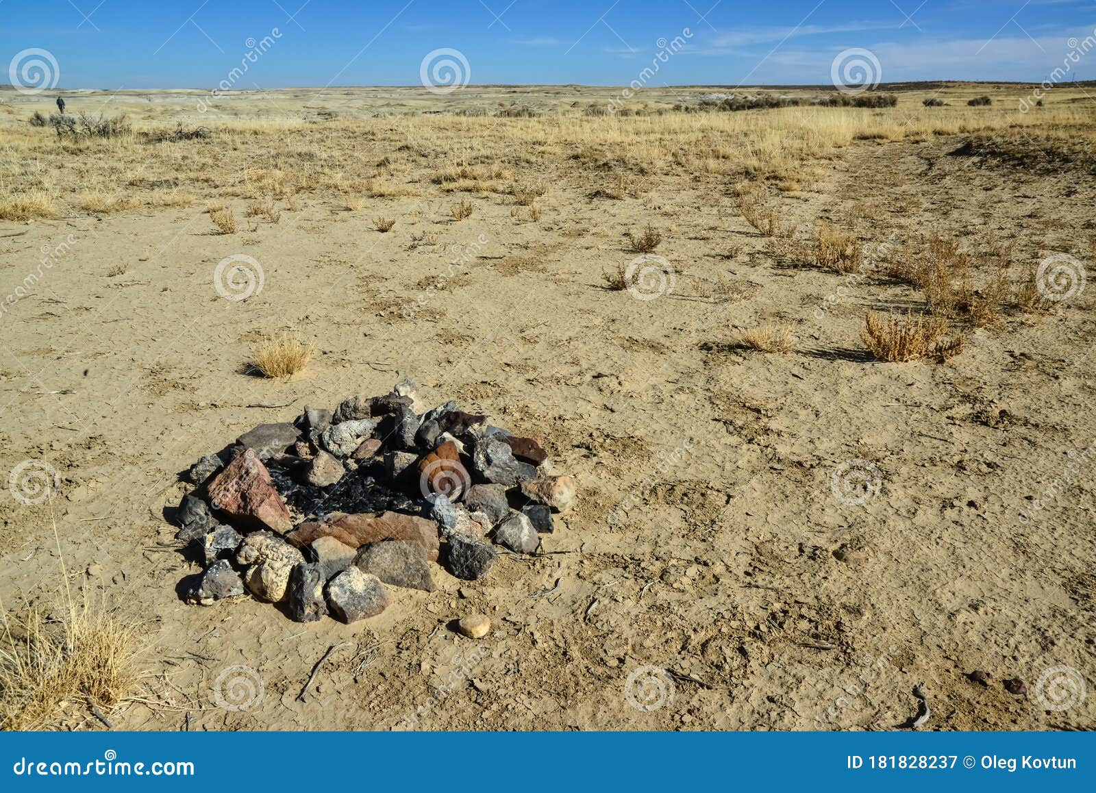 Old Native American Desert Stone Bonfire in New Mexico Stock Image ...