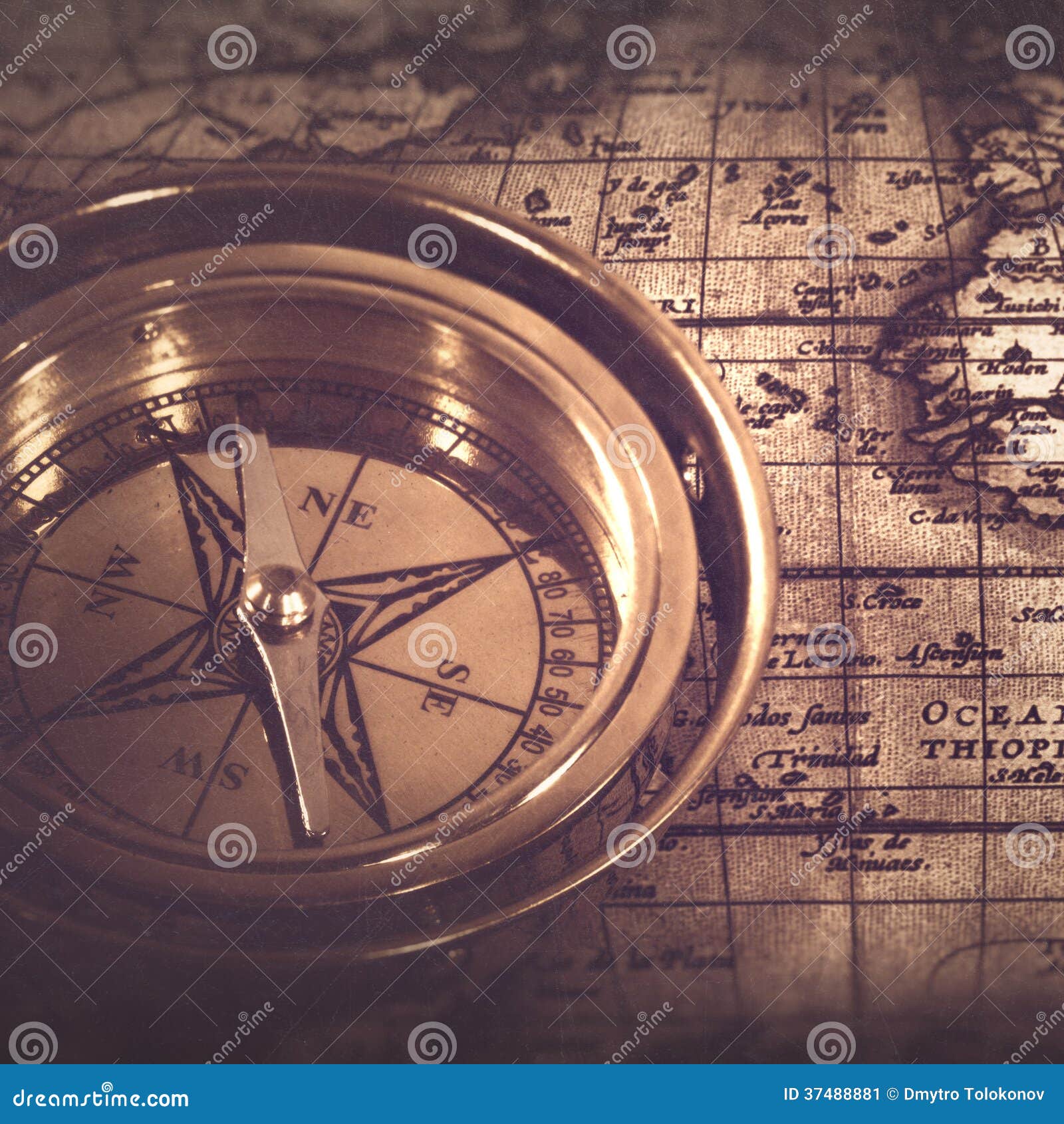 Old Sea Map Compass