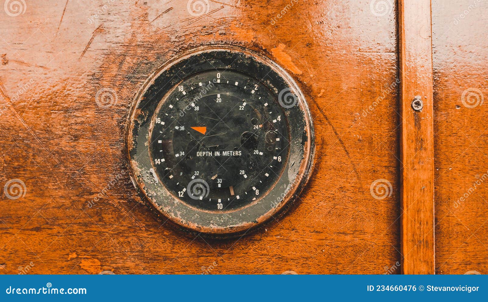 Old Nautical Depth Meter on Boat Dashboard Stock Photo - Image of ...