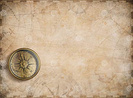 Old Nautical Map Background with Compass Stock Illustration ...