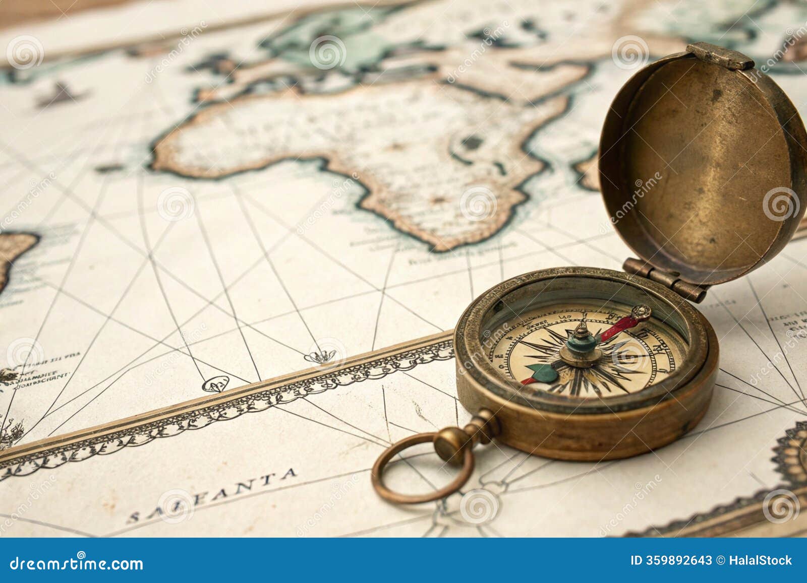Old Nautical Map with Compass â€ Maritime Exploration Design Stock ...