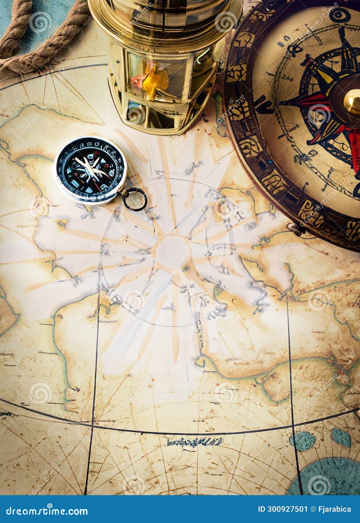 Old Nautical Map with Compass Suitable As Background Stock Illustration ...