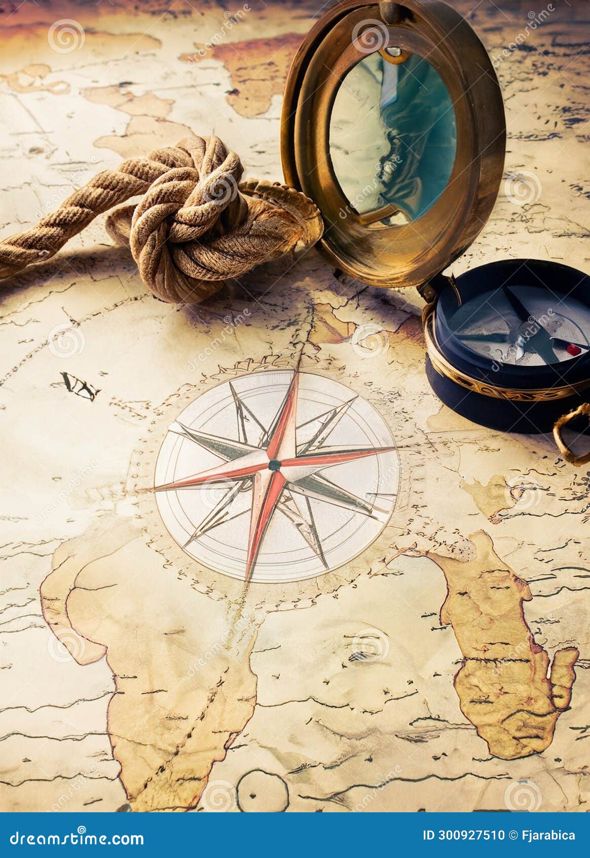 Old Nautical Map with Compass Suitable As Background Stock Illustration ...