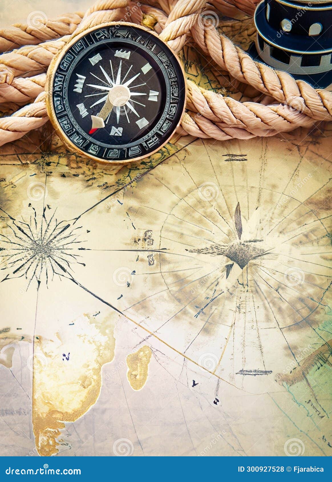 Old Nautical Map with Compass Suitable As Background Stock Illustration ...