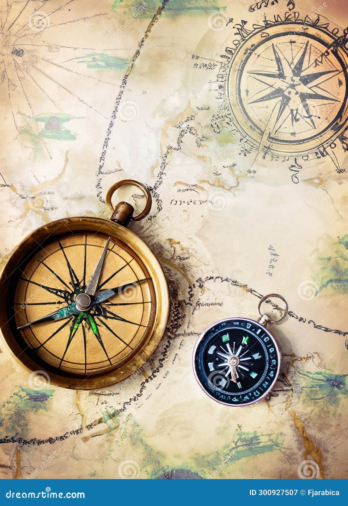Old Nautical Map with Compass Suitable As Background Stock Illustration ...