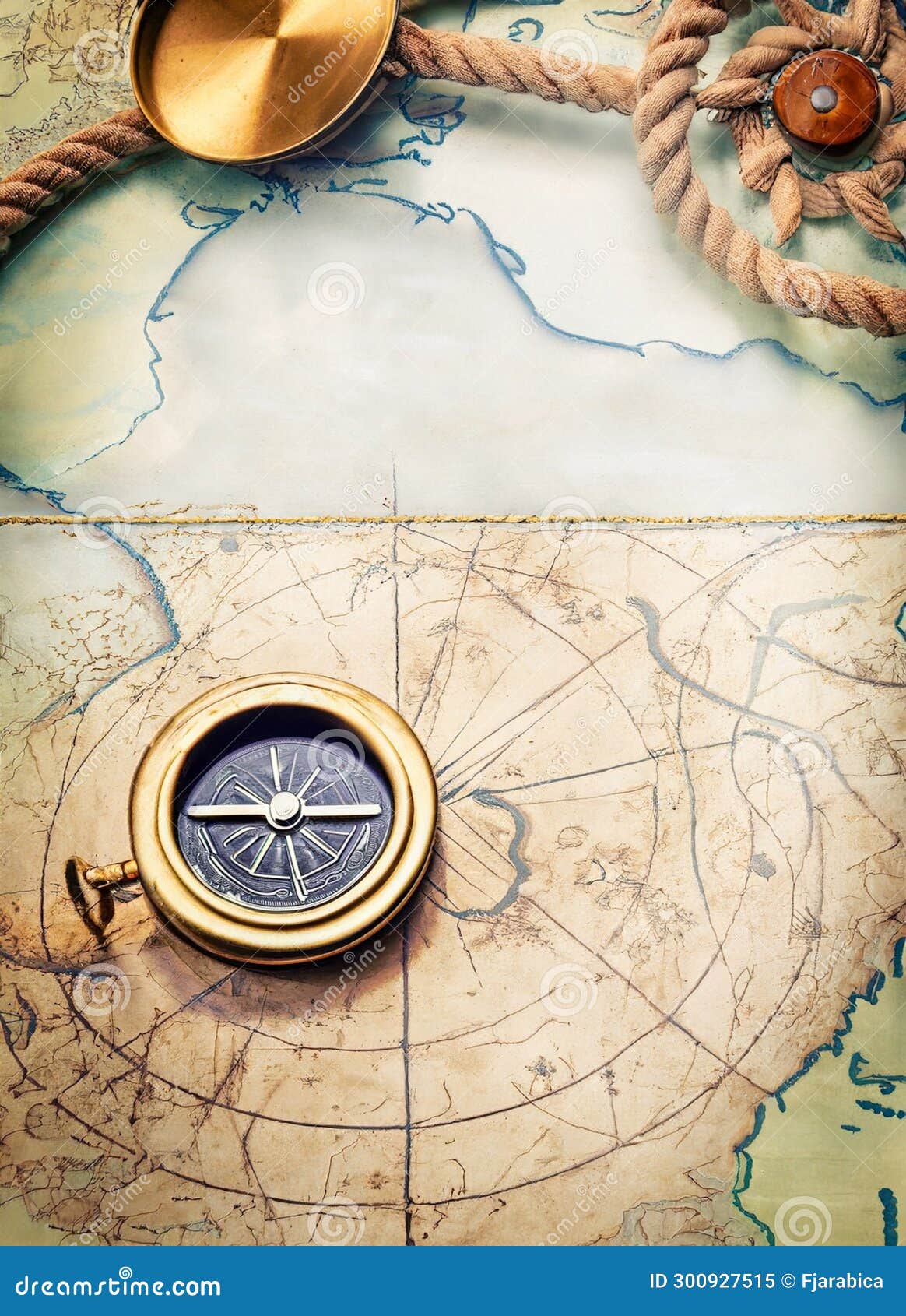 Old Nautical Map with Compass Suitable As Background Stock Illustration ...