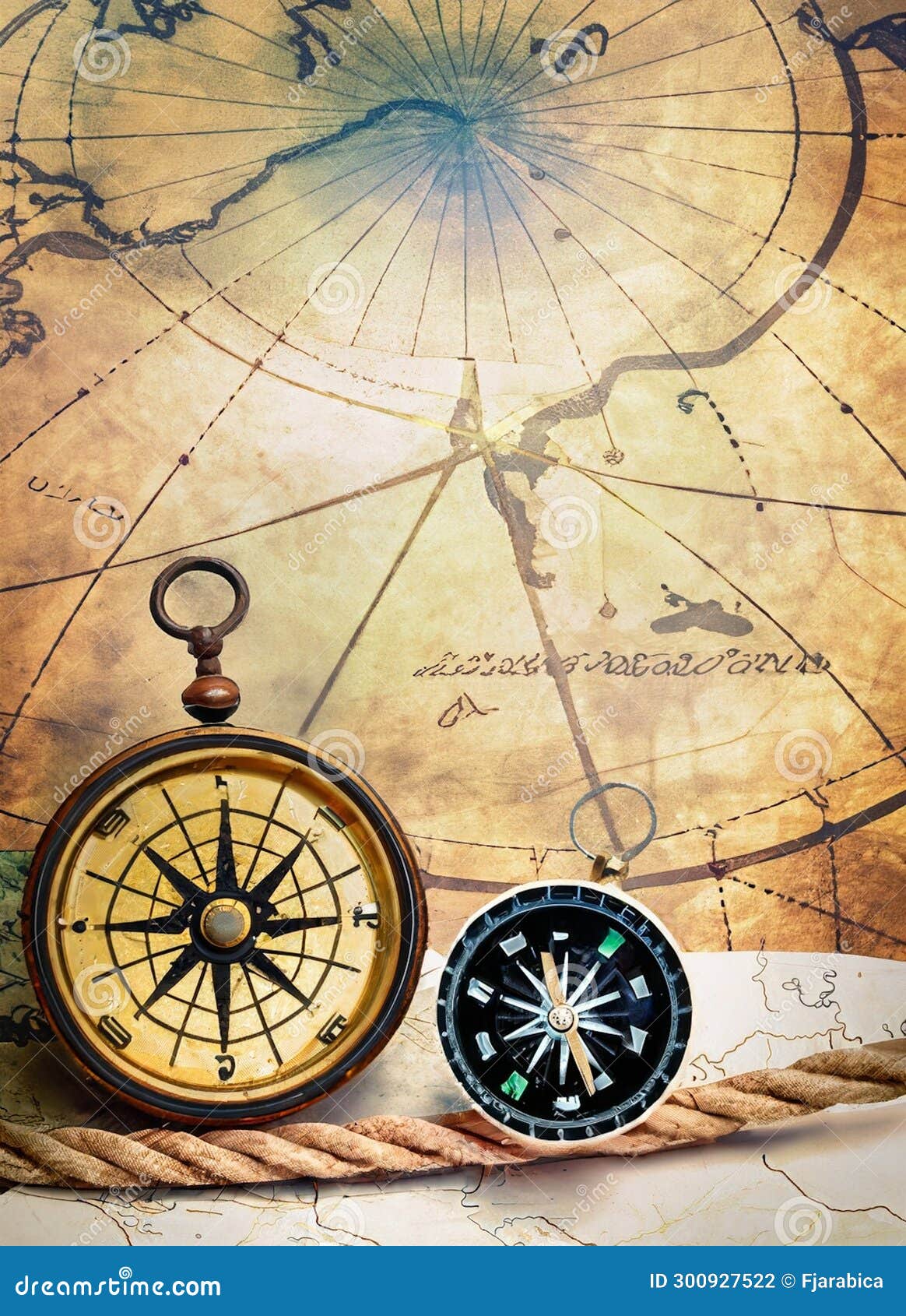 Old Nautical Map with Compass Suitable As Background Stock Illustration ...