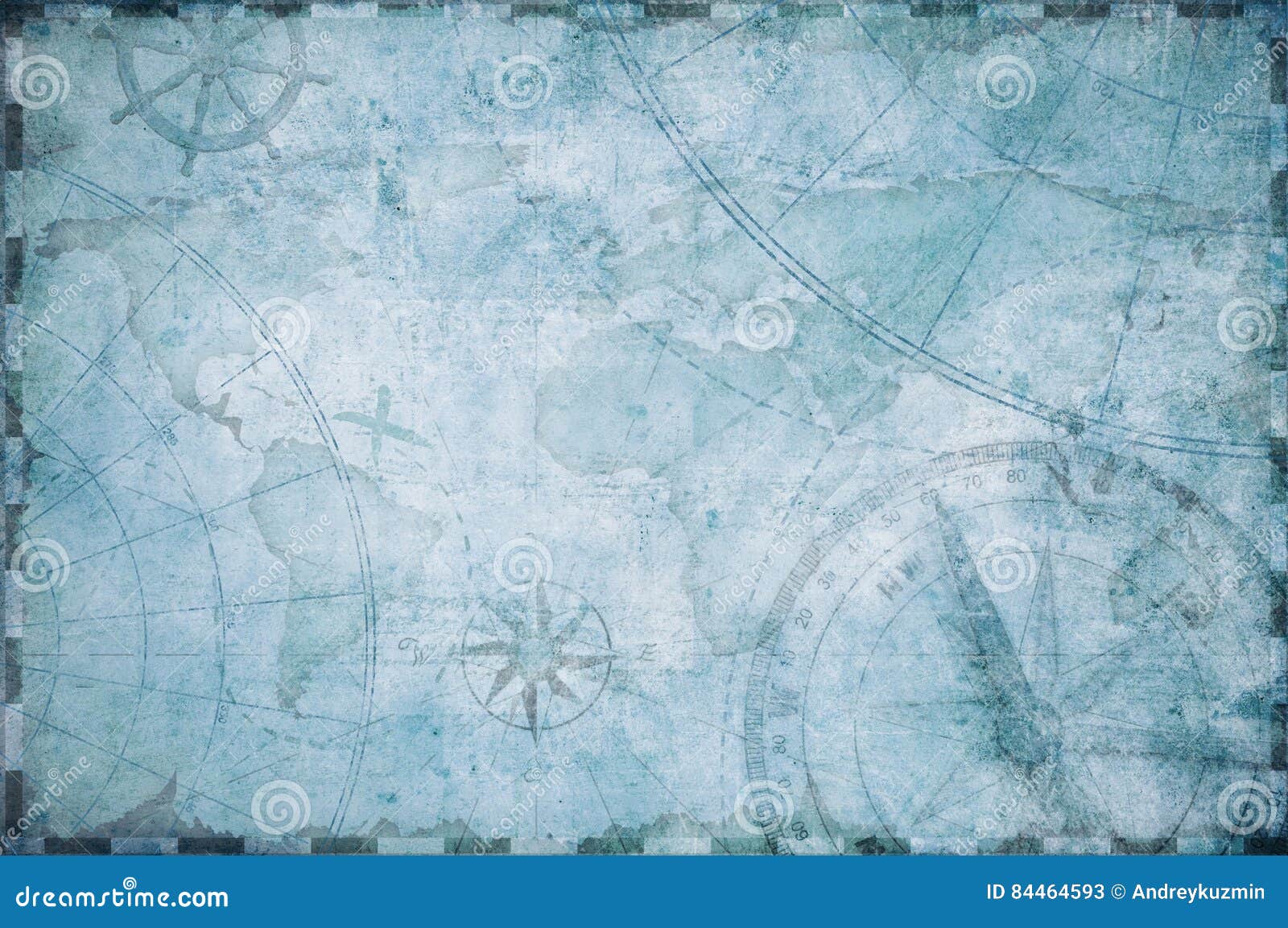 Old Nautical Treasure Map Background Stock Illustration - Illustration ...