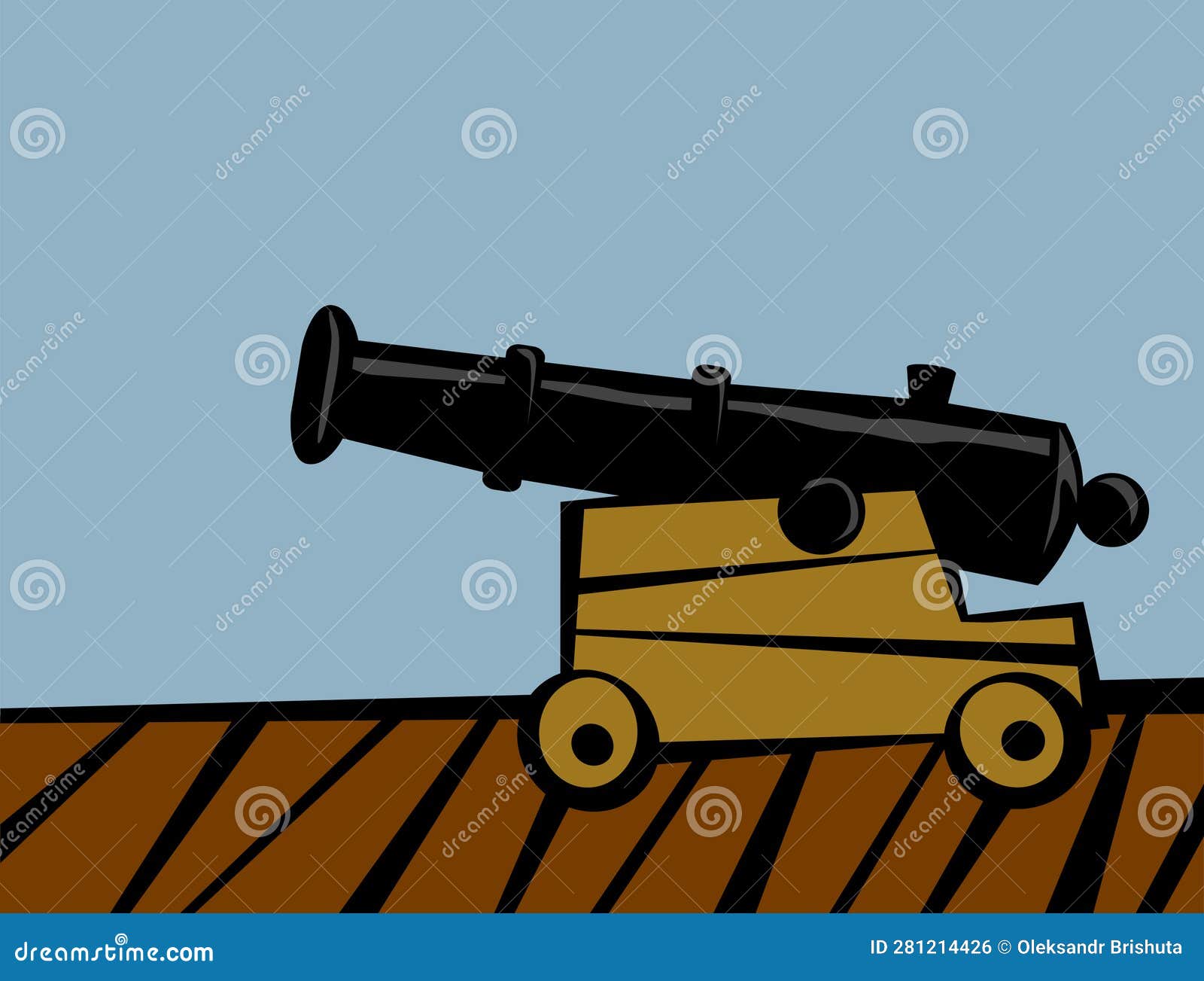 Old Naval Cannon on the Deck of a Warship. Stock Vector - Illustration ...