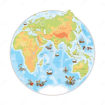Old Navy Map. Eastern Hemisphere Stock Vector - Illustration of ...