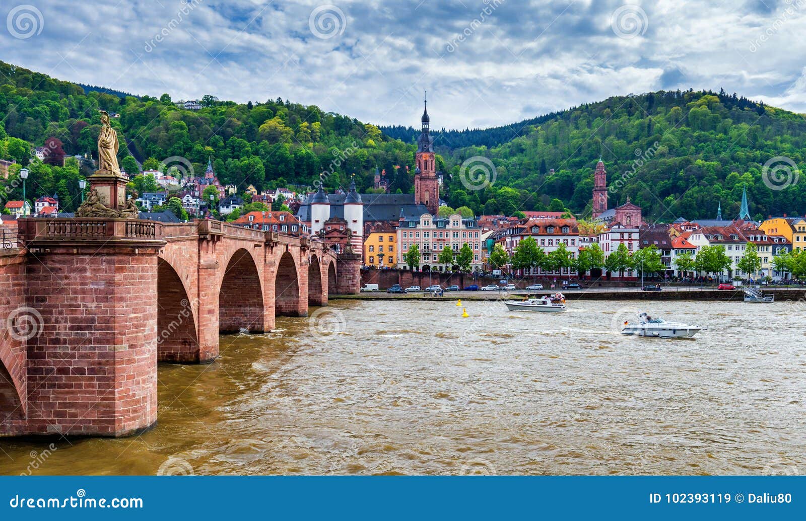 Old Neckar Bridge and Heidelberg City, Germany Stock Image - Image of ...