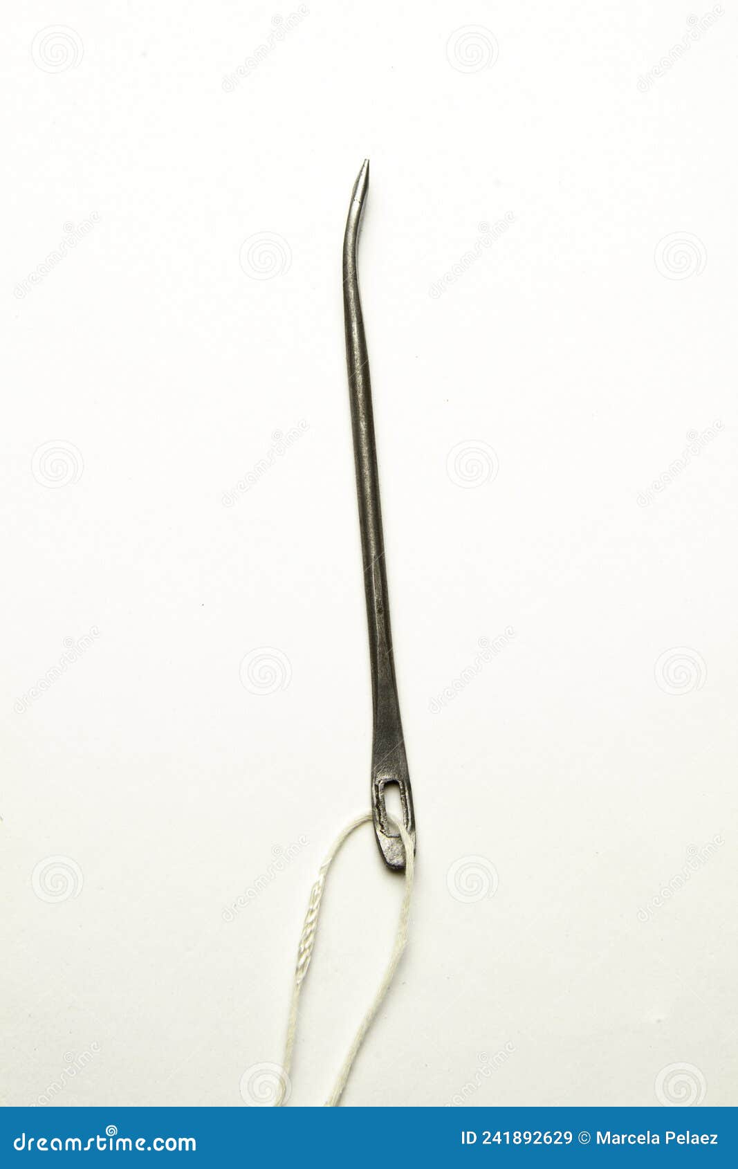 Old Needle To Knit with Wool Stock Image - Image of embroider, fabric ...