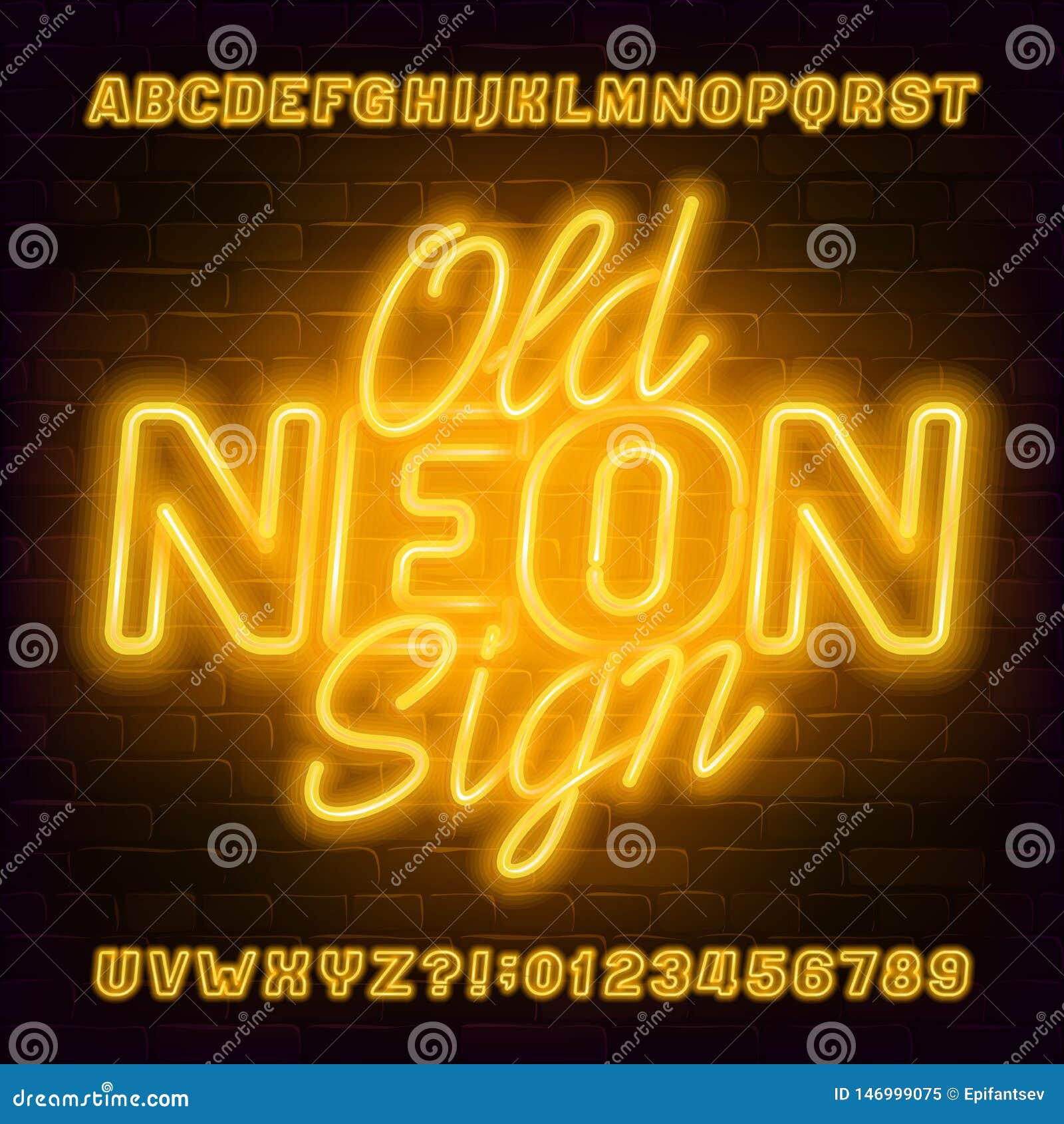 Old Neon Sign Alphabet Font. Light Bulb Oblique Letters and Numbers ... Old Neon Sign Alphabet Font. Light Bulb Oblique Letters and Numbers ...