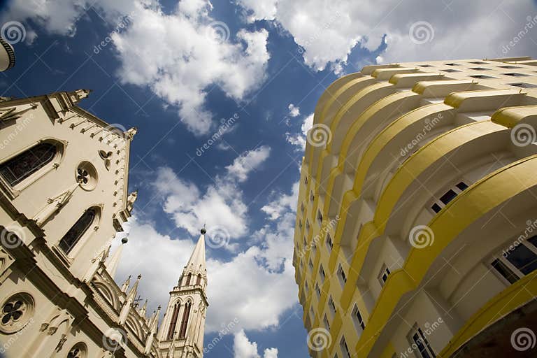 Old and New Architecture stock image. Image of yellow - 14837387