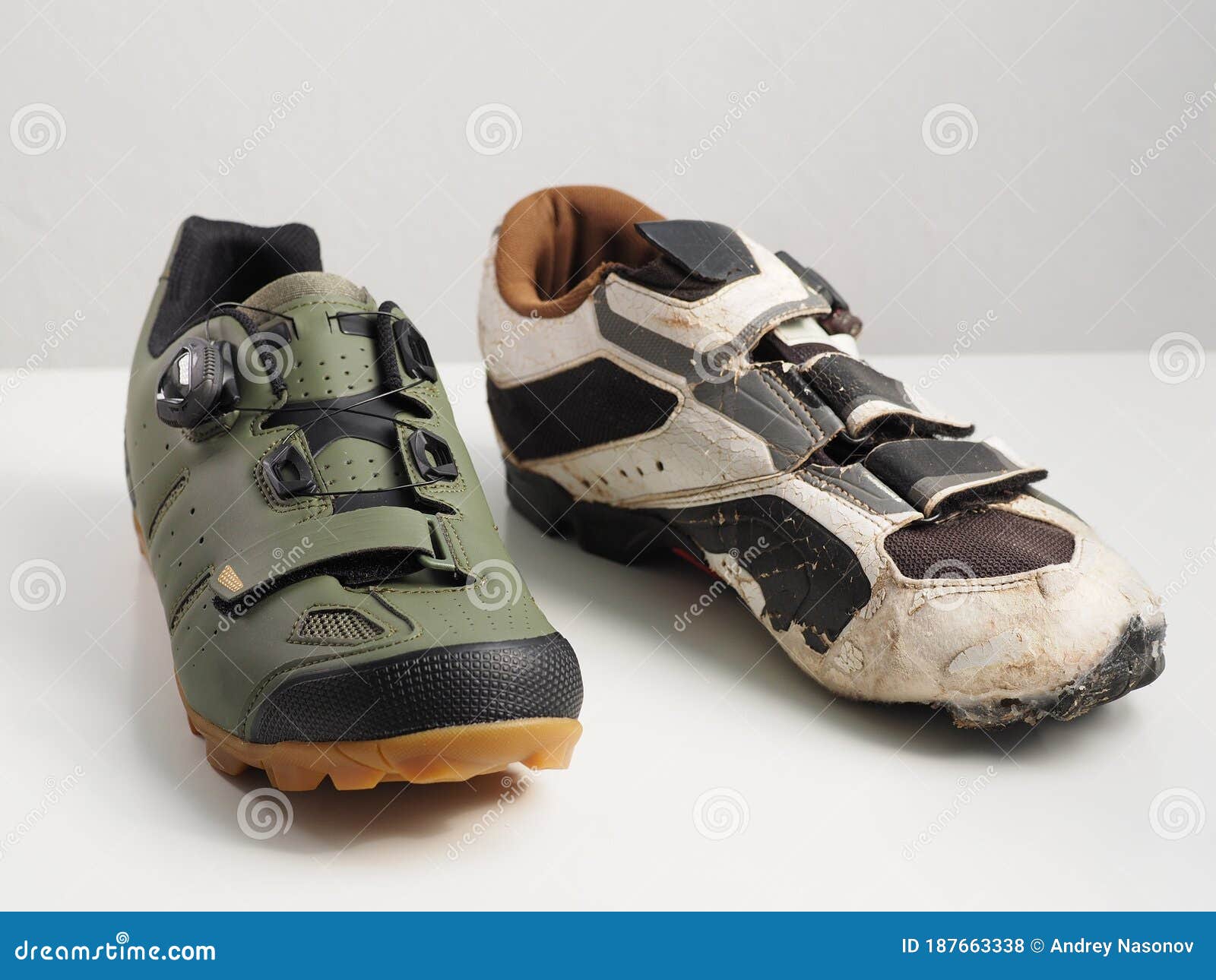 Old and new shoes. stock photo. Image of white, green - 187663338