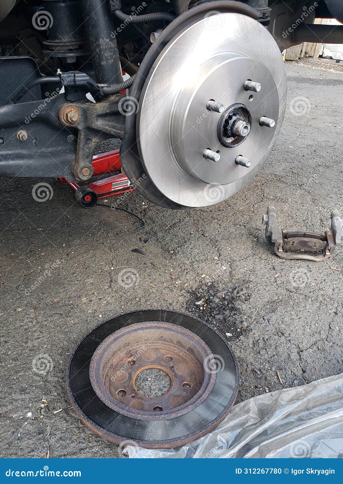Old and New Brake Disc of the Car Brake System Stock Photo - Image of ...