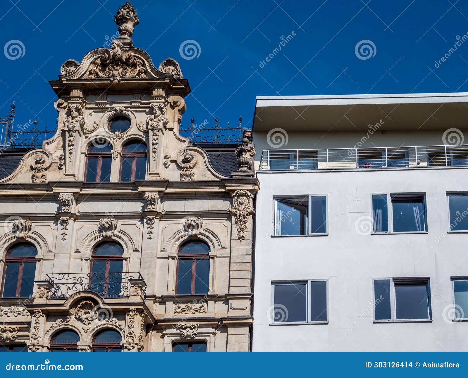 Old and New Buildings Contrast Side by Side Stock Photo - Image of ...