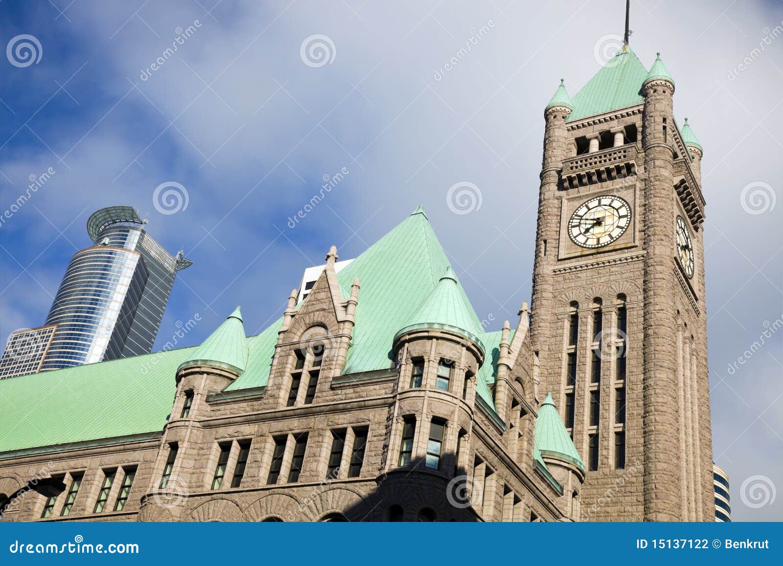 Old and New Buildings in Minneapolis Stock Photo - Image of clock ...