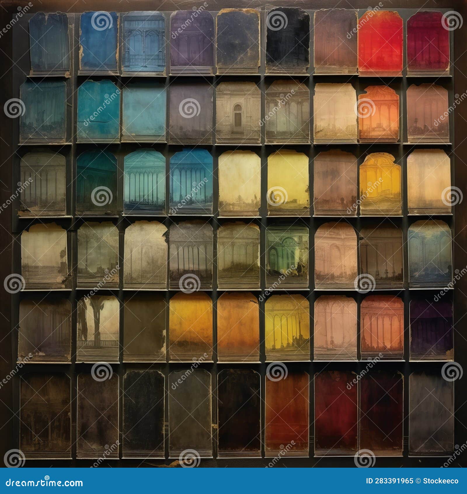 Old and New Color Film Samples in Atmospheric Installations Stock ...