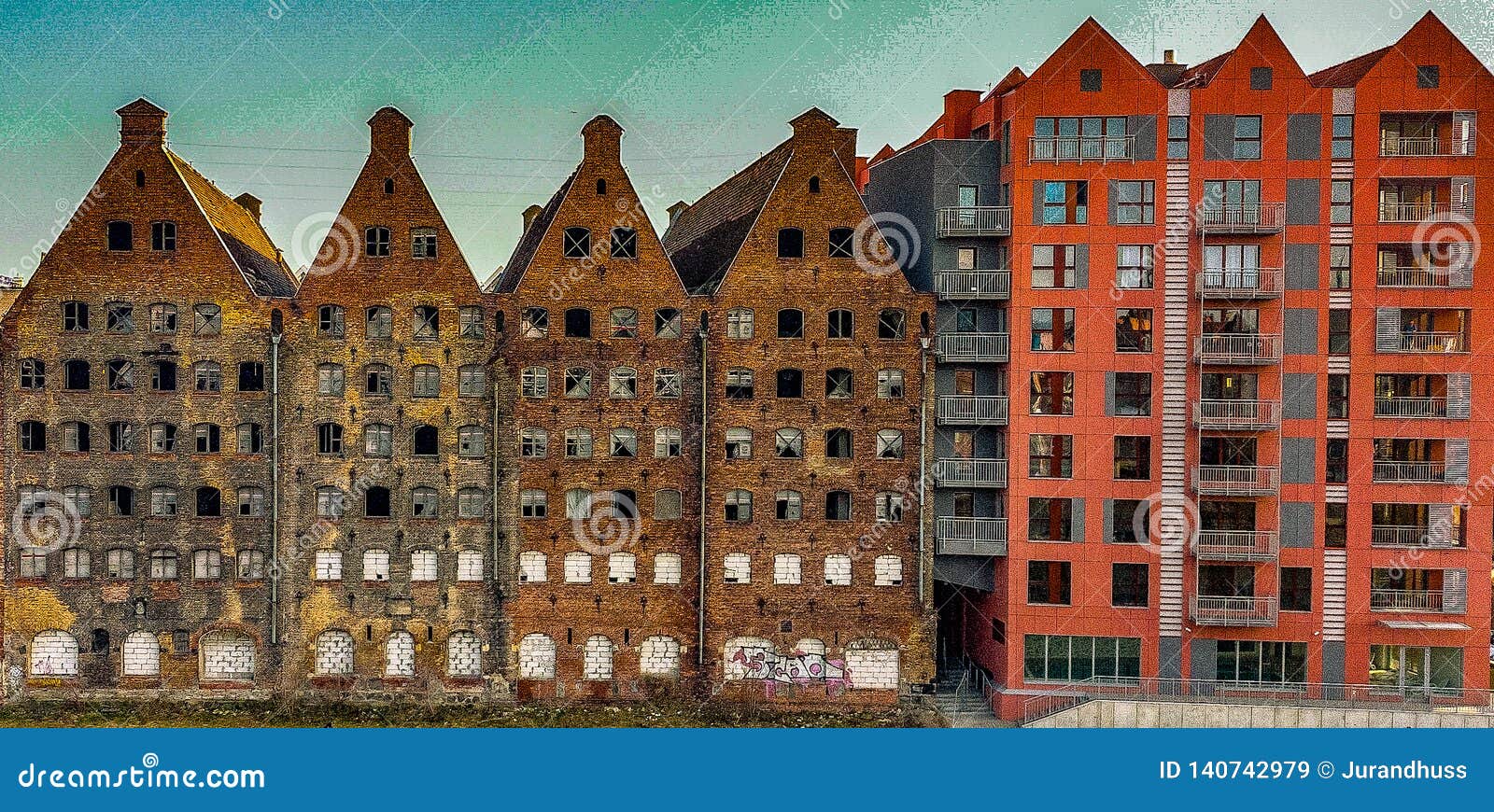 Old and new stock image. Image of contrast, oldruins - 140742979