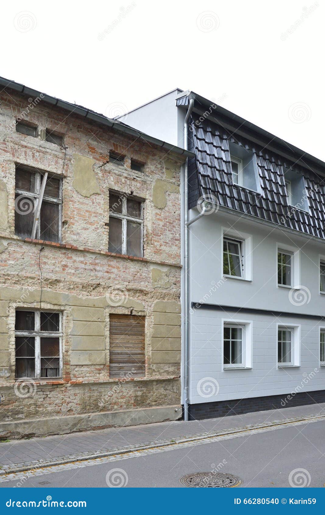 Old and new house stock photo. Image of next, ruins, residential - 66280540