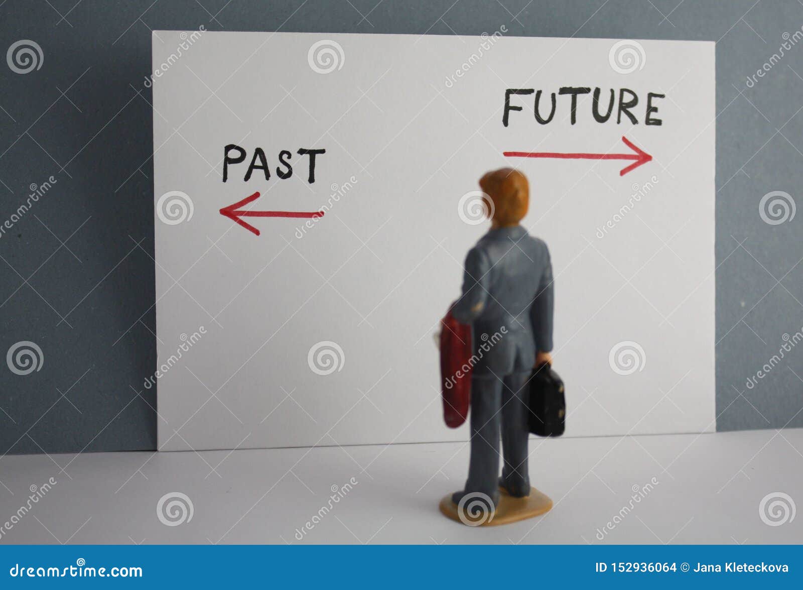 Old or New Way Decision Concept. Miniature Businessman Back View Past ... Old or New Way Decision Concept. Miniature Businessman Back View Past ...
