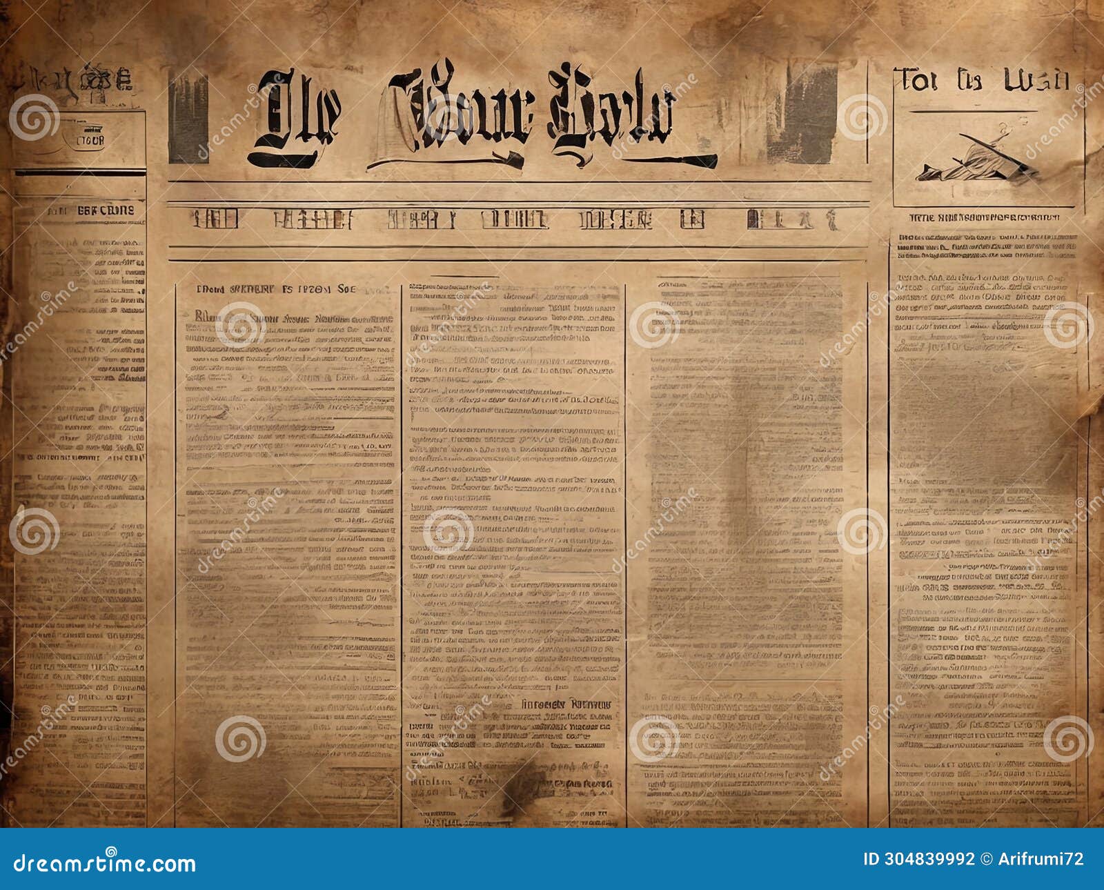 Old Newspaper Brown Vintage Aged Grunge Texture Background Stock ...