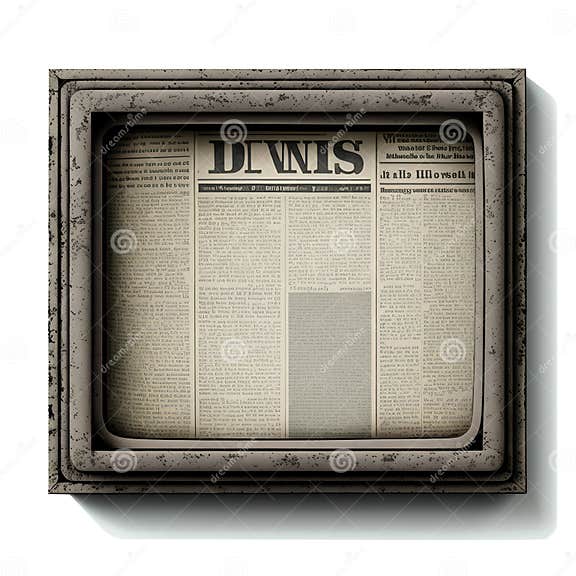 Old Newspaper in the Frame Isolated on White Background. 3d Render ...