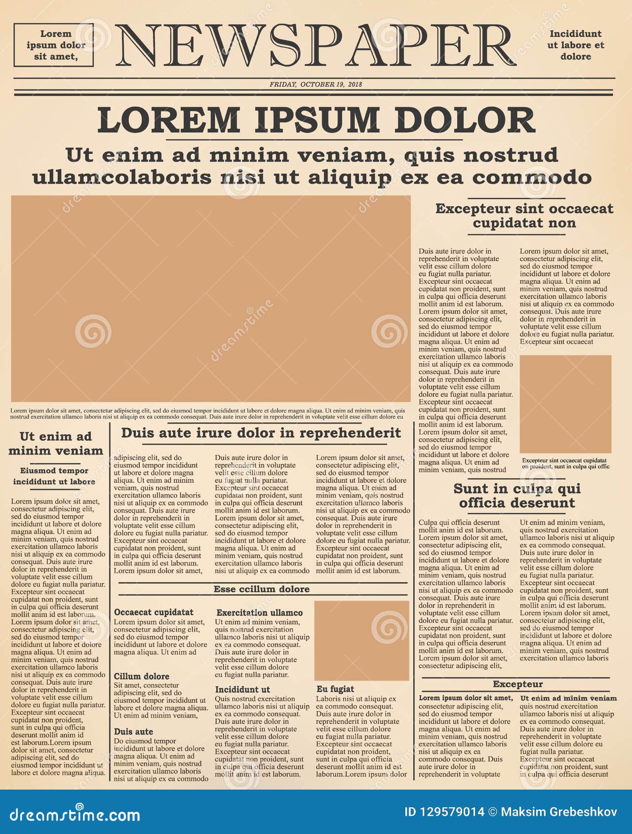 Newspaper Front Page Design Template. Newspaper Sample Design With ...