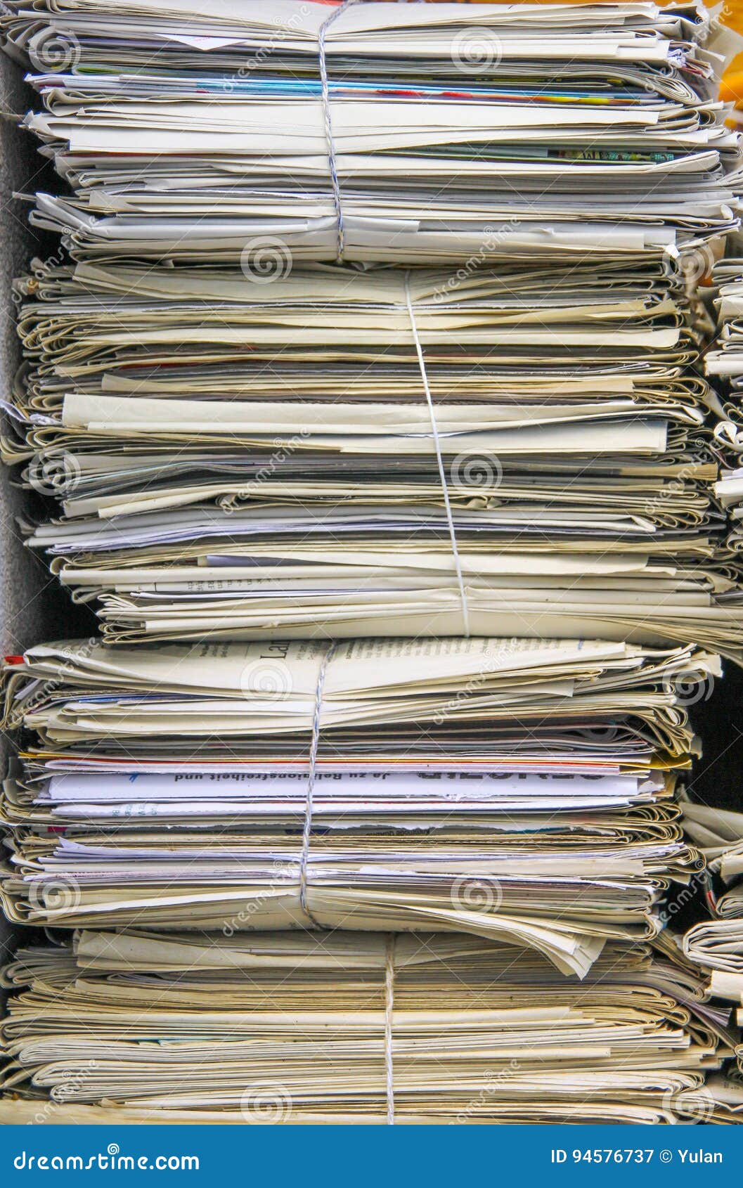 Old newspaper stack stock image. Image of folded, pages - 94576737