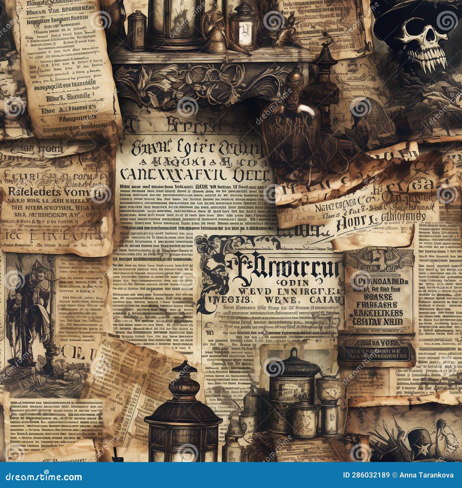 Old Newspaper, Vintage Newspaper Pattern, Halloween Pattern, AI ...