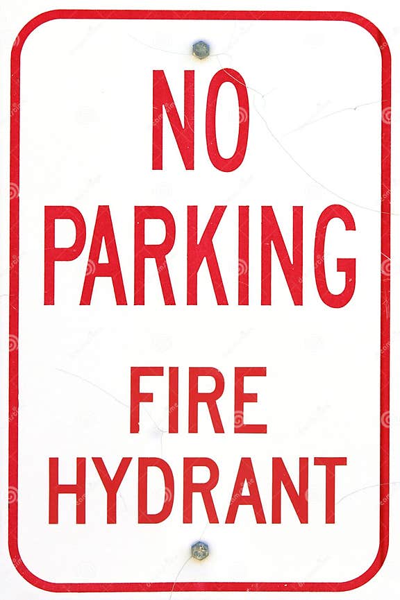 Old No Parking Fire Hydrant Sign Stock Photo - Image of fire, hydrant ...
