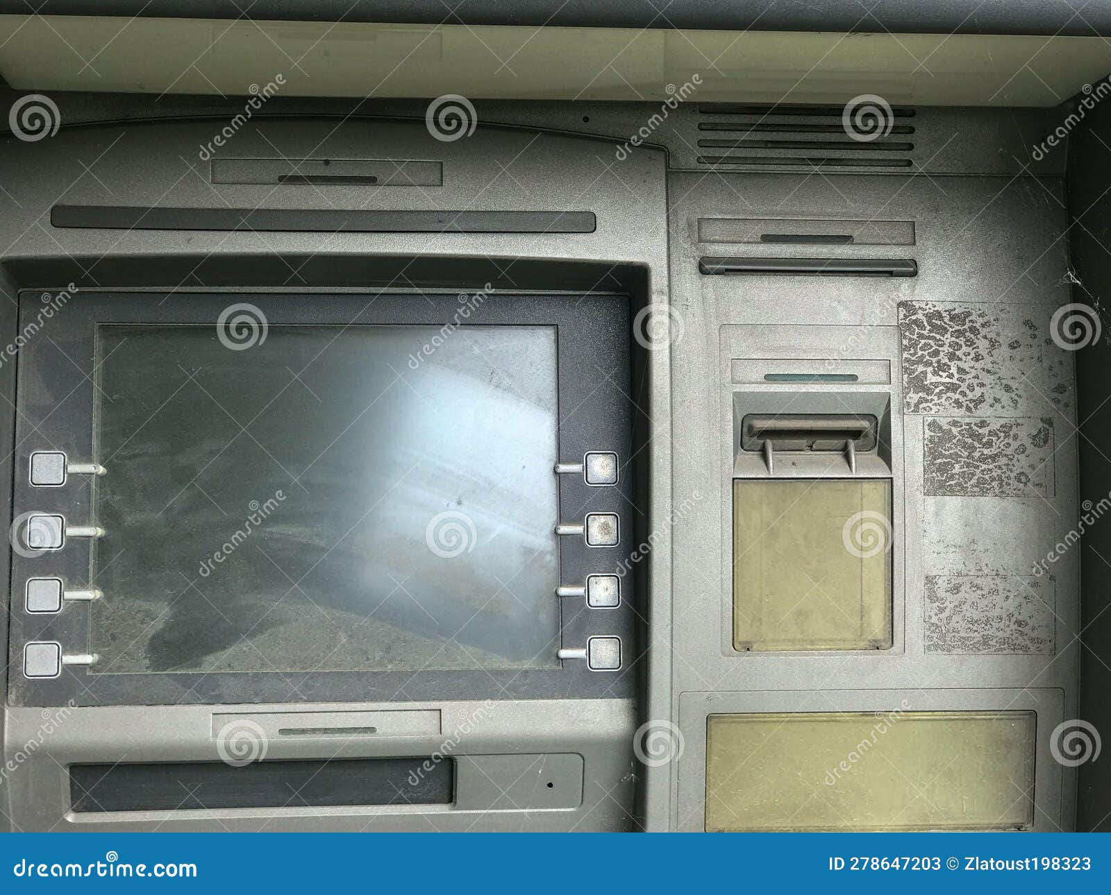 Old, Non-working ATM. ATM in the Dust Stock Image - Image of metal ...